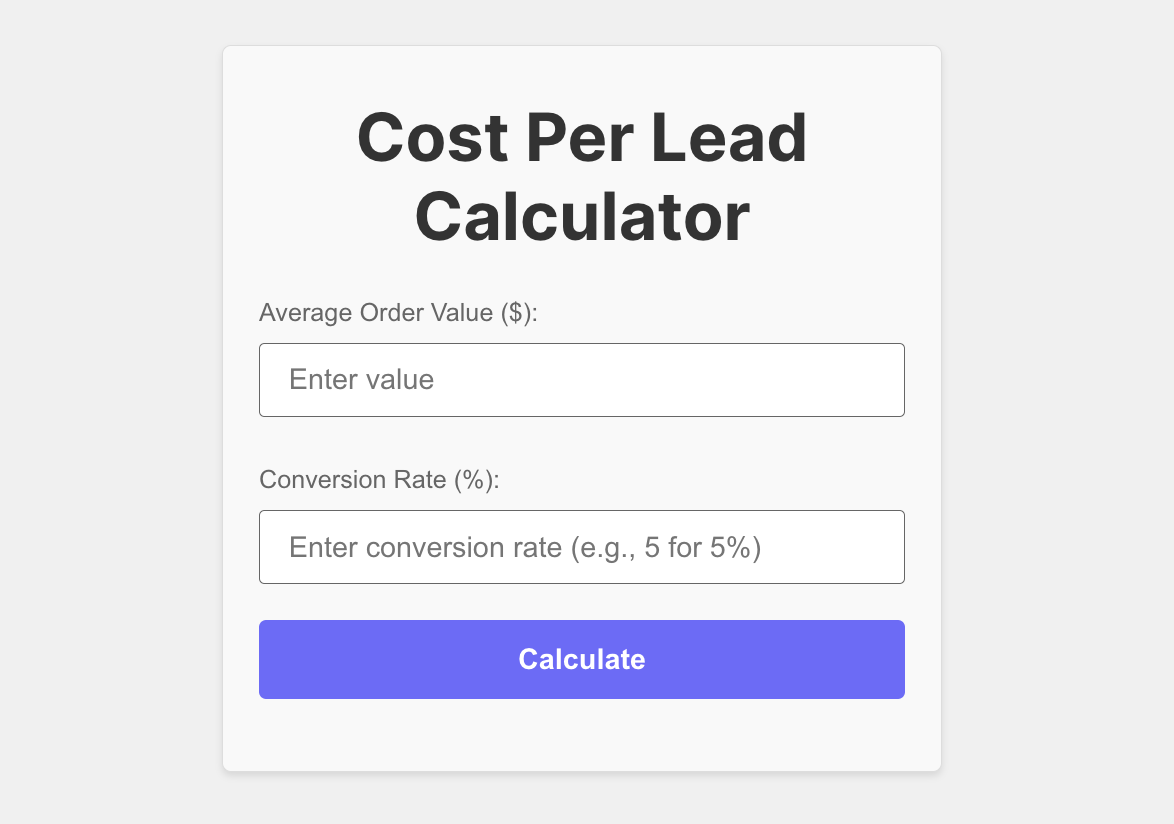 Free Cost Per Lead Calculator For PPL