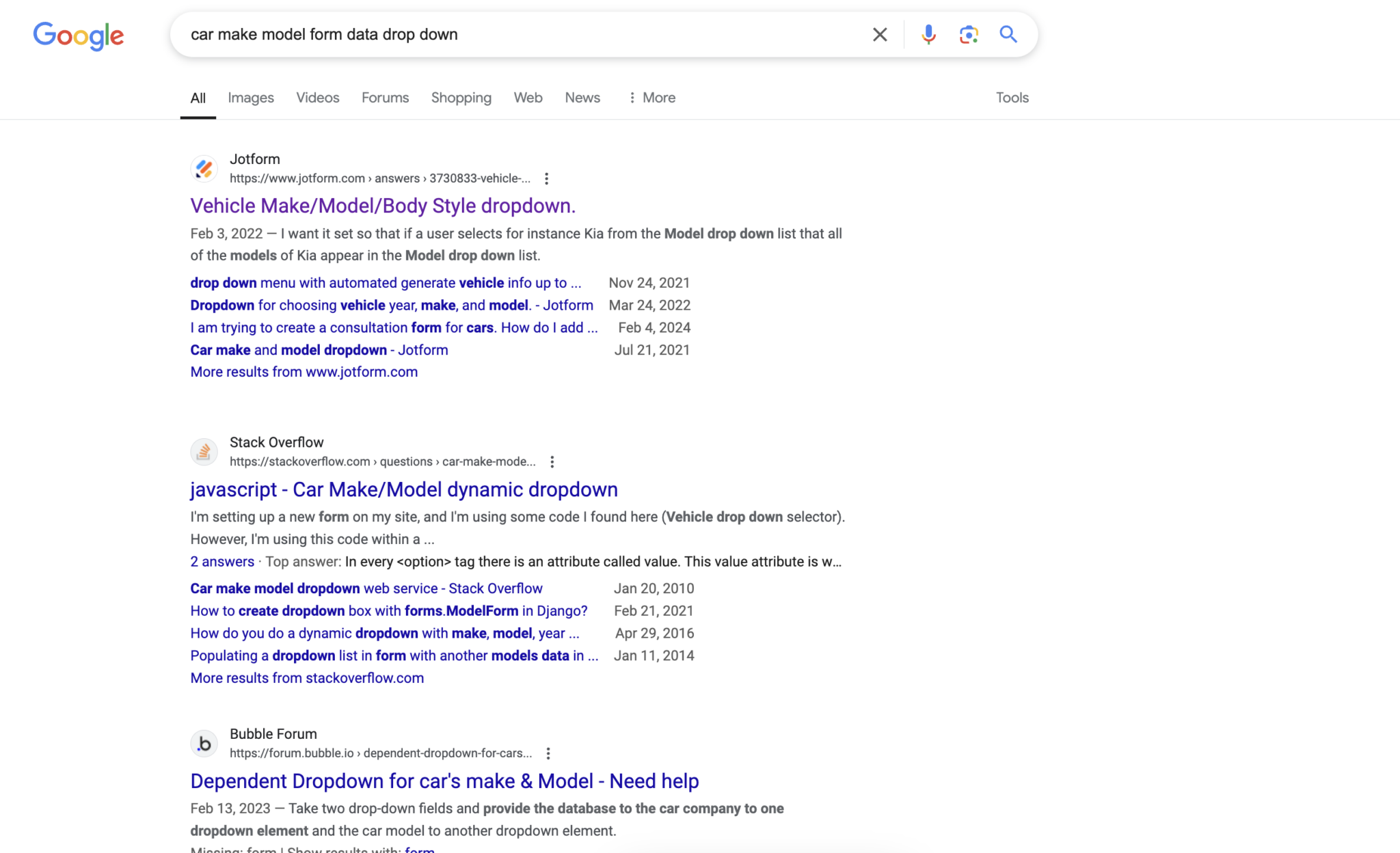 How to Create a Car Make/Model Dynamic Dropdown In Forms